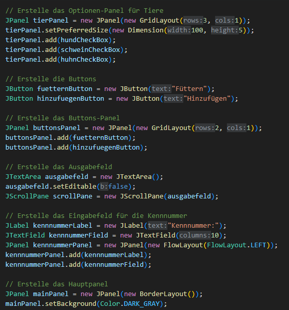 Wie ändere ich die Größe und die Position des Jpanels? (Java, Programmiersprache, GUI)