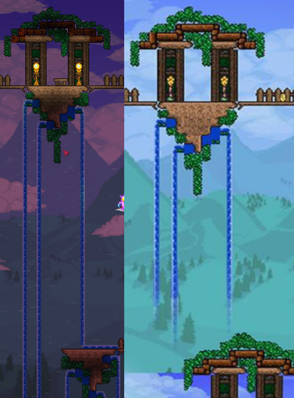 Wie baut man in Terraria einen "kurzen" Wasserfall? (Computer, Spiele ...