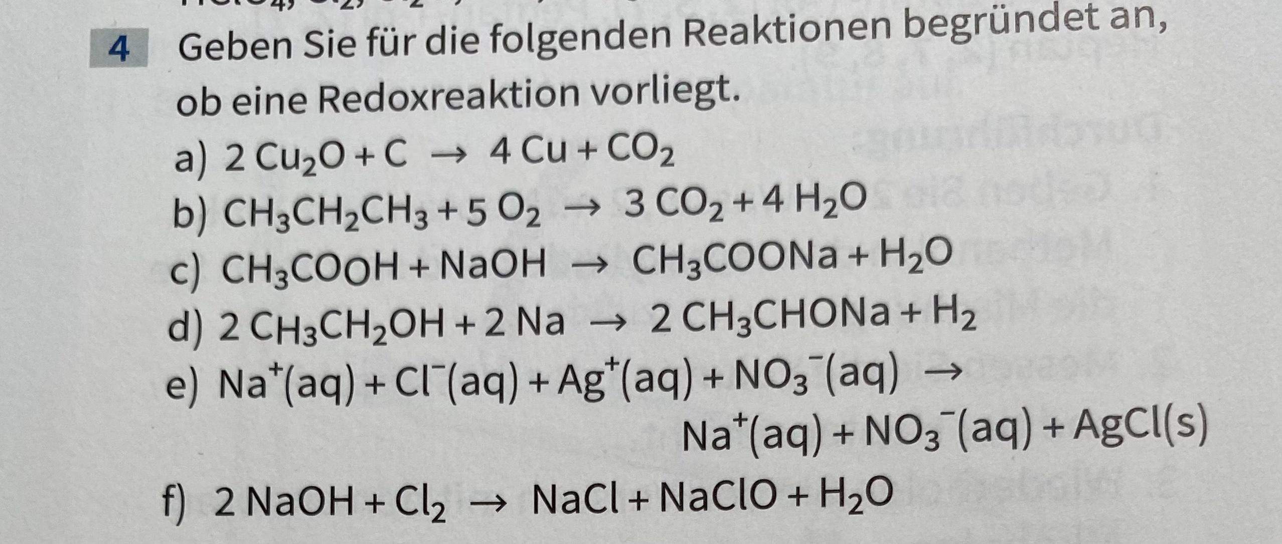 Wie begründe ich ob eine redoxreaktion vorliegt? (Schule, Chemie)