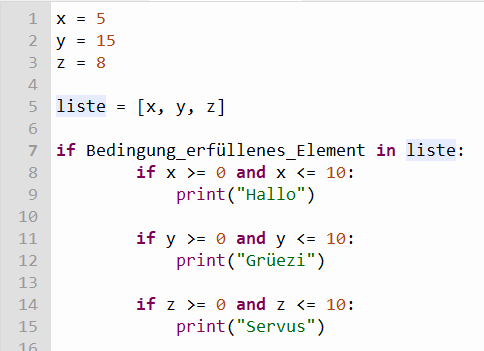 Wie bei Python mit "If" überprüfen ob Variable mit bestimmten Wert in Liste enthalten ist ...
