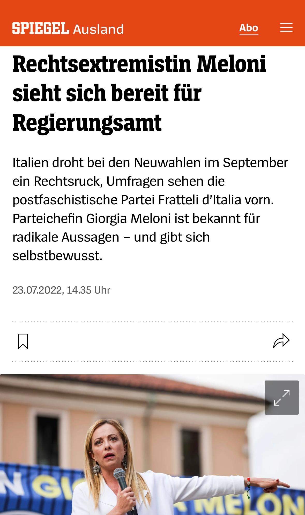 Wie bewertet Ihr die Diffamierung von Italiens Ministerpräsidentin ...