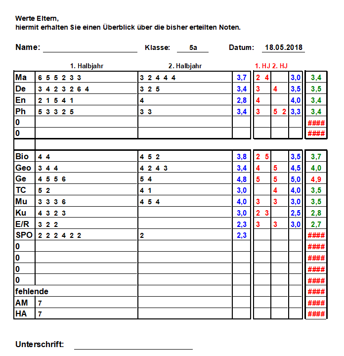 Wie erstellle ich eine Notentabelle in Excel? (Microsoft, Formel ...