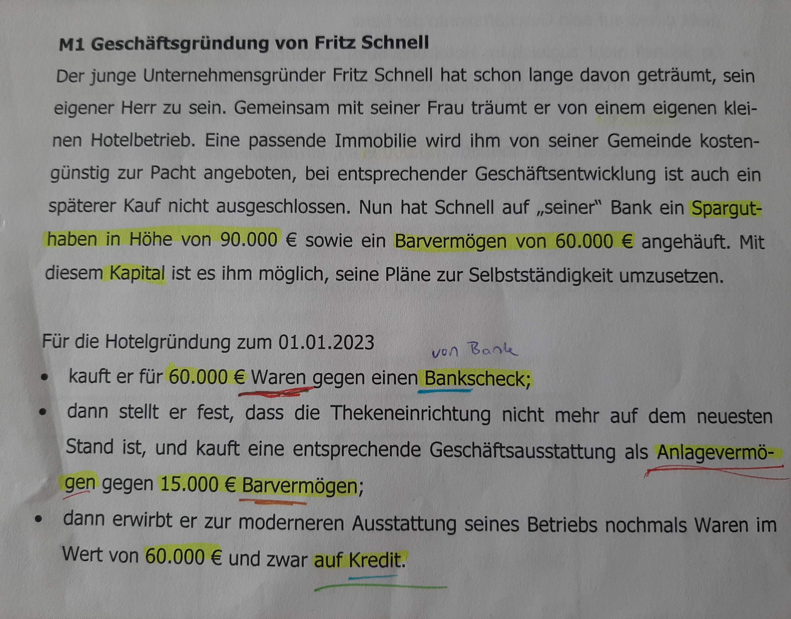 Wie erstellt man hier eine GuV und eine Jahresabschlussbilanz? (Geld ...