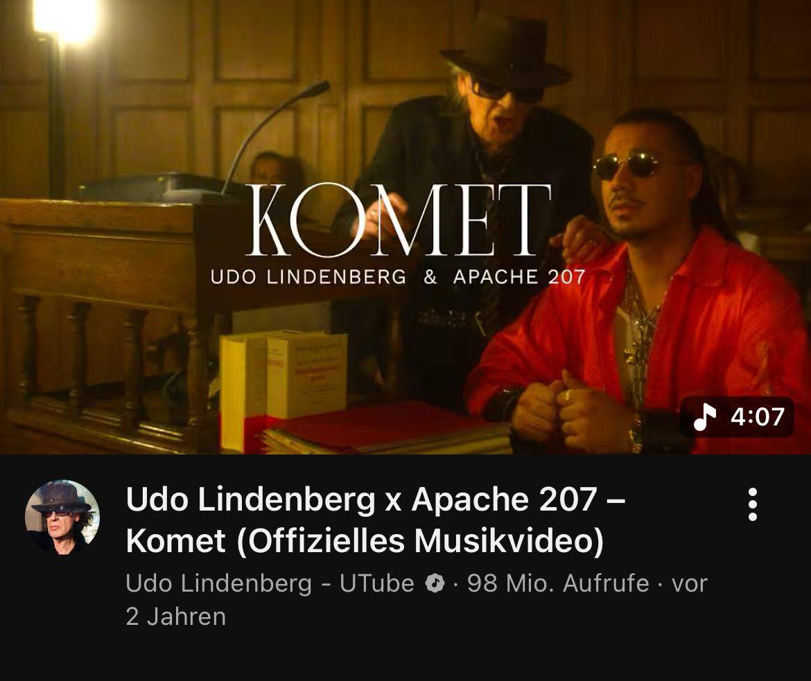 Wie findet ihr das Lied Komet von Udo Lindenberg und Apache 207? (Musik ...