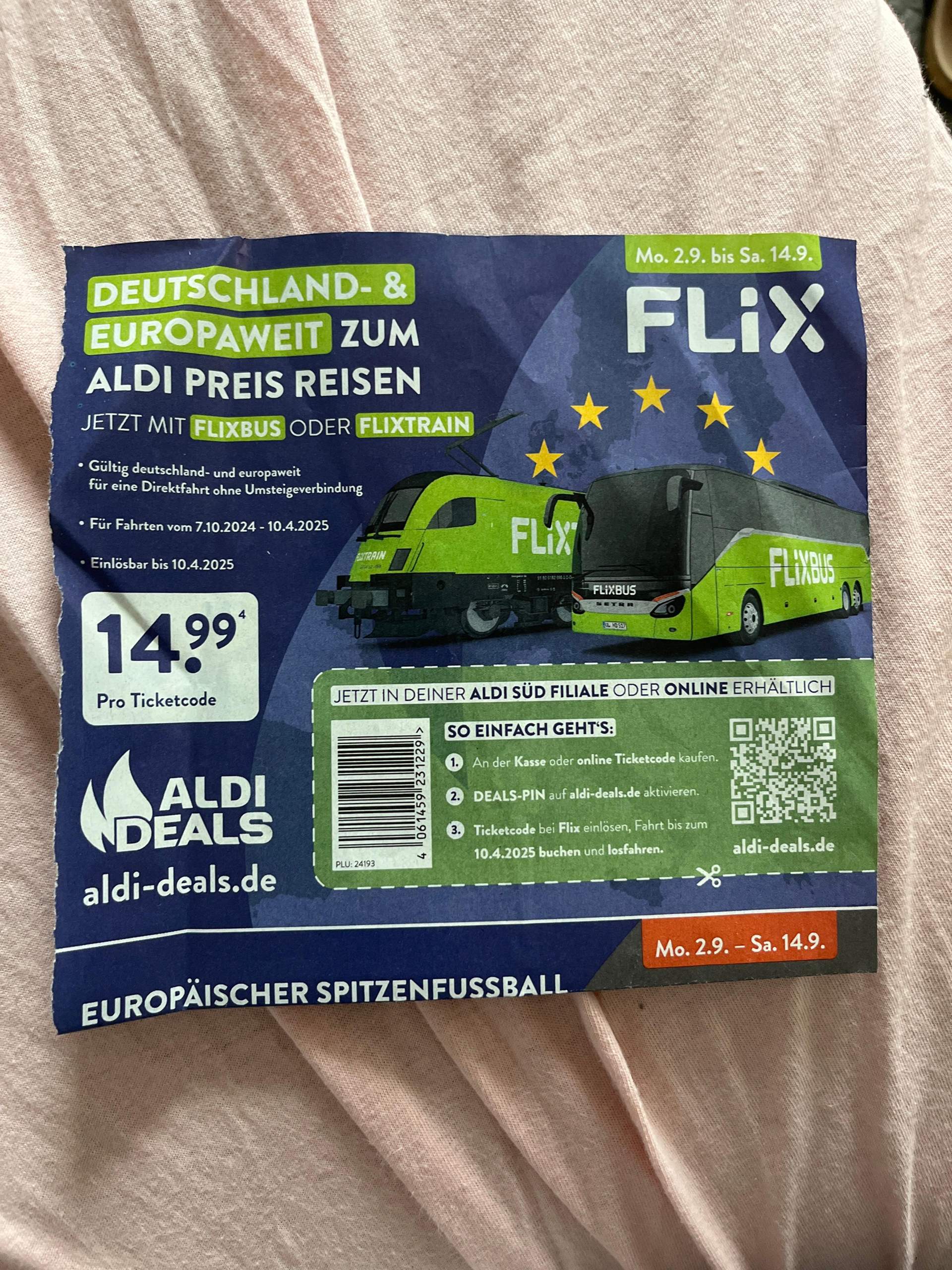 Wie funktioniert Aldi Deals Flixbus? (Reise, Europa, Bus)