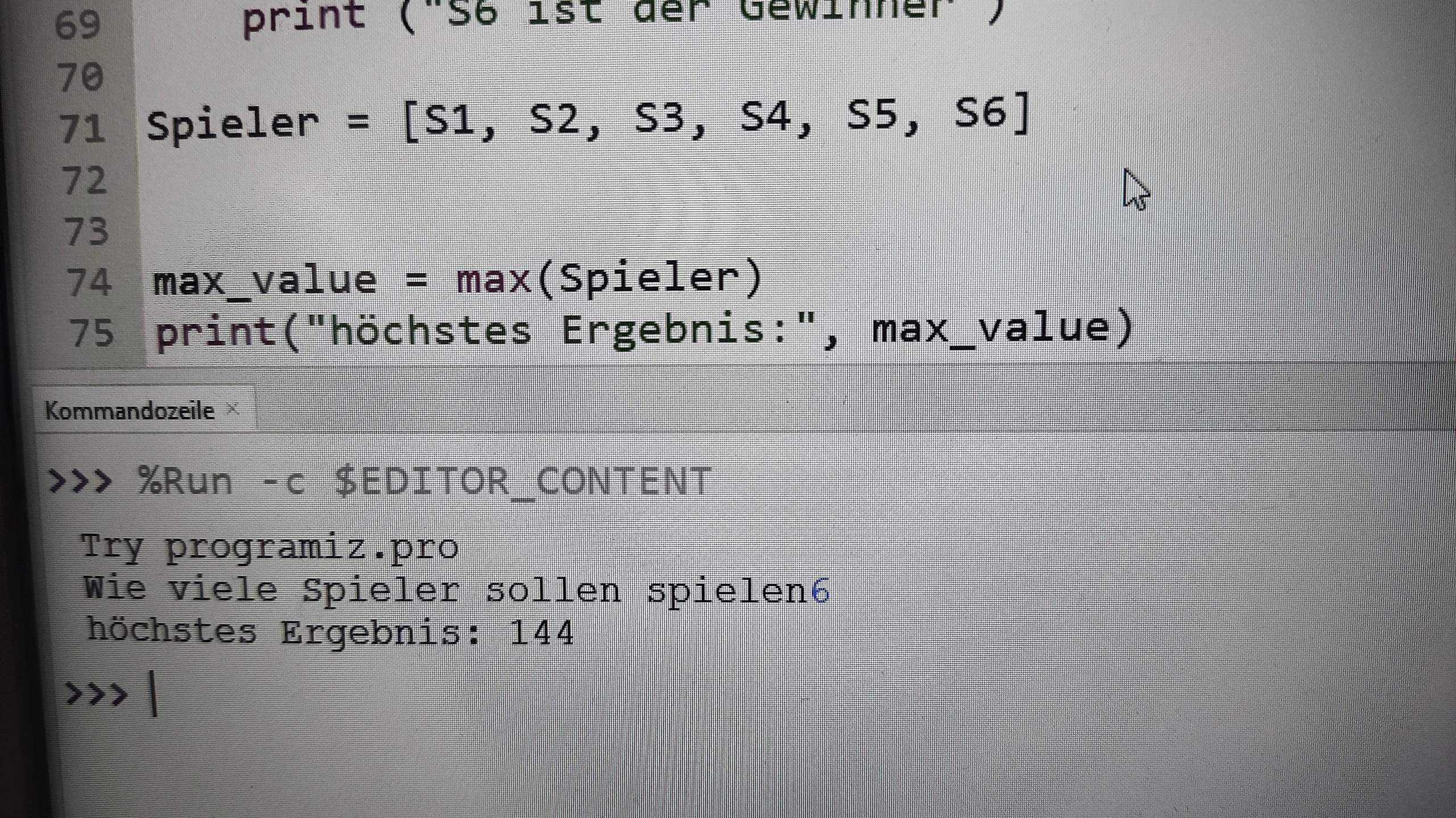 Wie gebe ich da die Variable aus und nicht die Zahl, welche darin gespeichert ist in Python ...