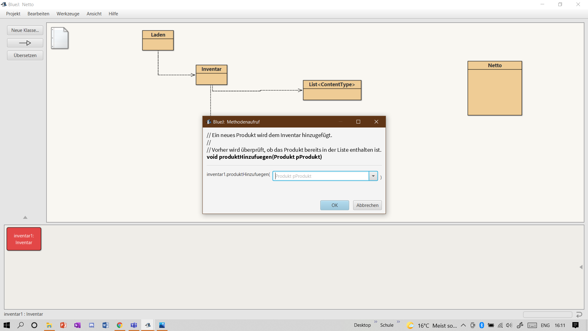 Wie gebe ich Inhalte korrekt beim Methodenaufruf in BlueJ ein? (Schule ...