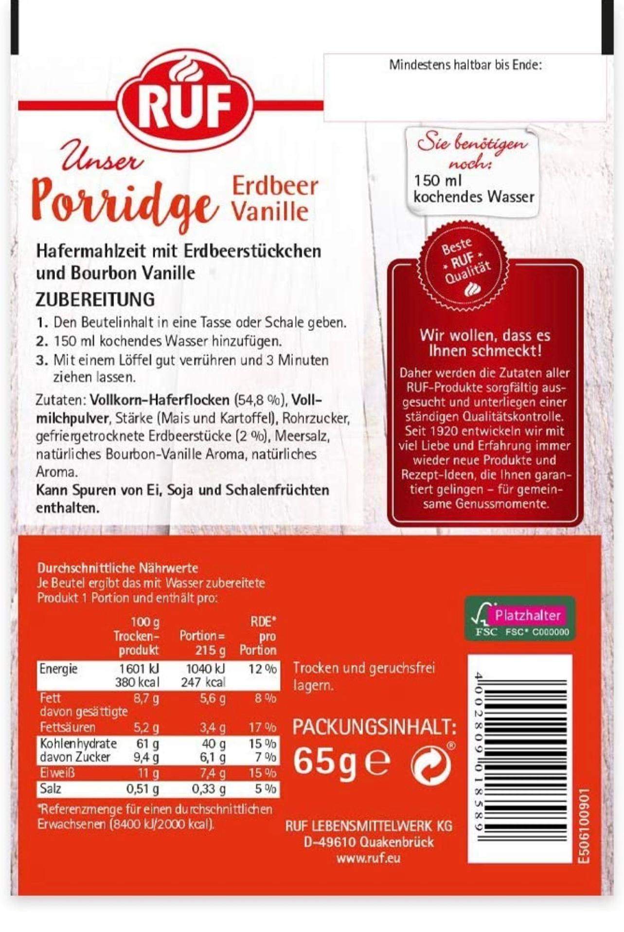 Wie gesund sind die Ruf Porridges? (gesunde Ernährung, Protein, Zucker)