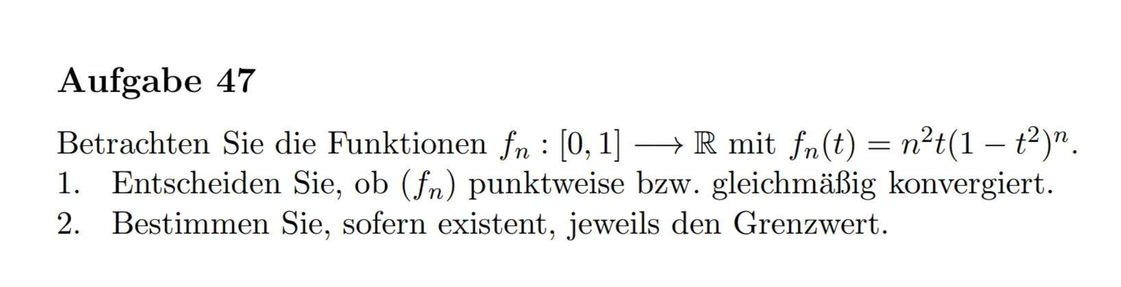 Wie gleichmäßige Konvergenz zeigen? (Funktion, Analysis, höhere Mathematik)