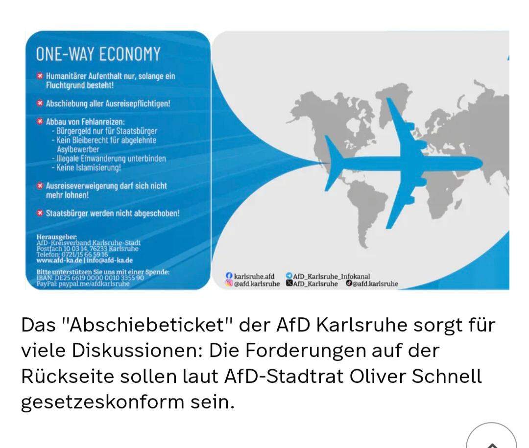 Wie interpretiert ihr die AfD ,,Abschiebetickets" (wurde in Karlsruhe ...