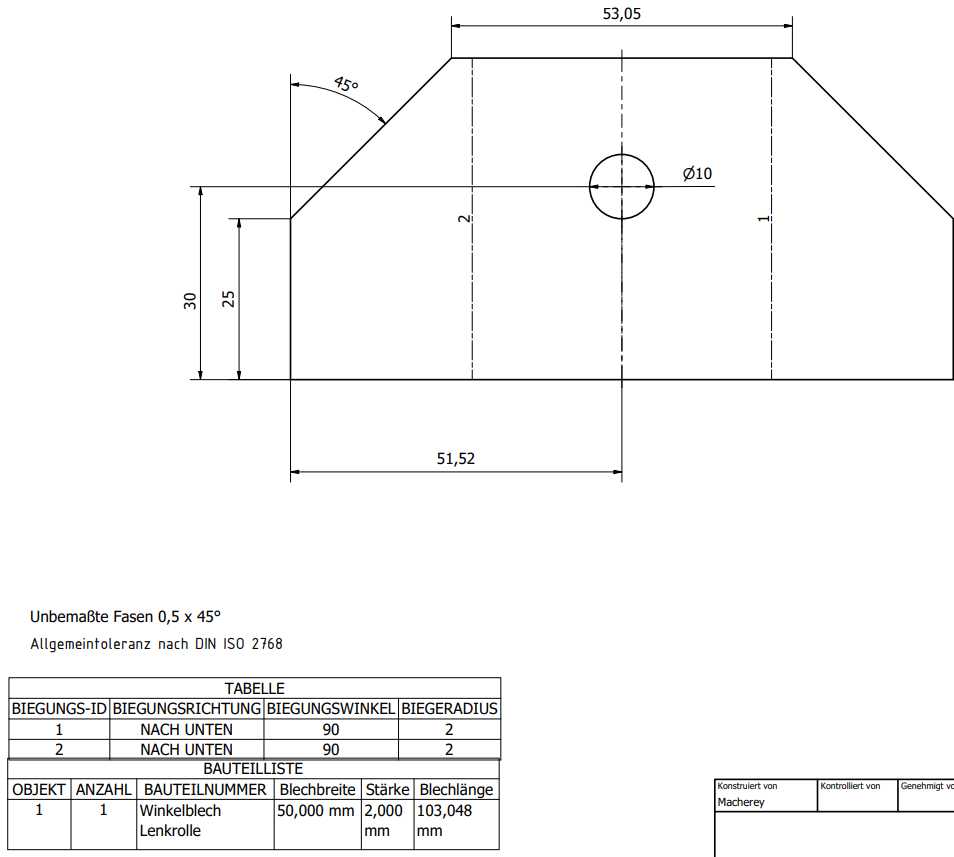 Wie kann ich anhand dieser technischen Zeichnung das Bauteil (Blech ...