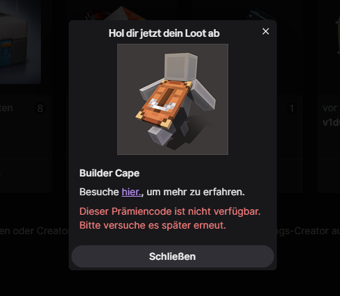Wie kann ich den Builder Cape (Minecraft) erhalten? (Twitch, Twitch Drops)