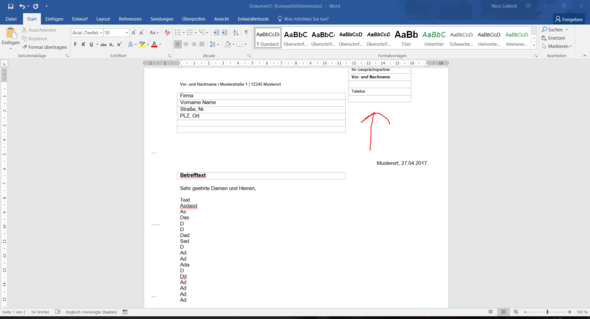 Wie kann ich Tabellen in MS Word 2016 fixieren bzw fest verankern ...