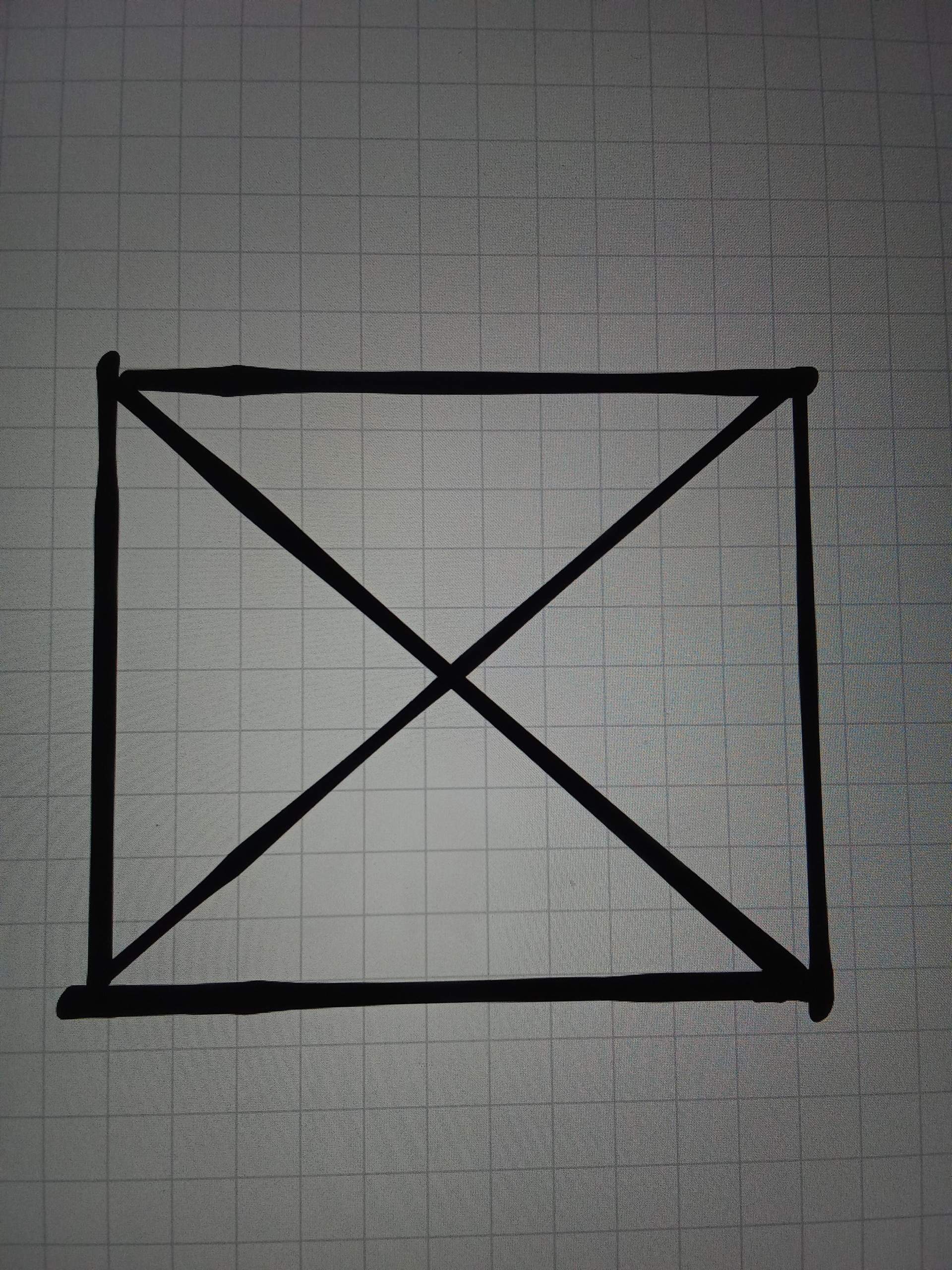 Wie kann man einen viereck mit einem Kreuz mittendrin zeichnen ohne ...