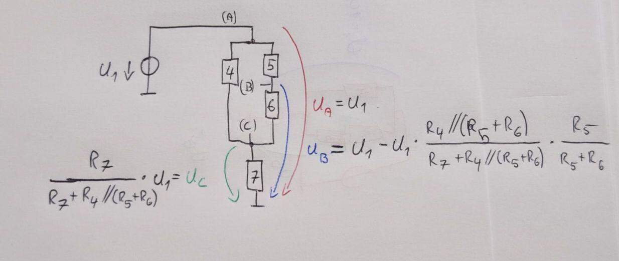 Wie kommt diese Gleichung als Spannungsteiler raus? (Elektro, Spannung ...