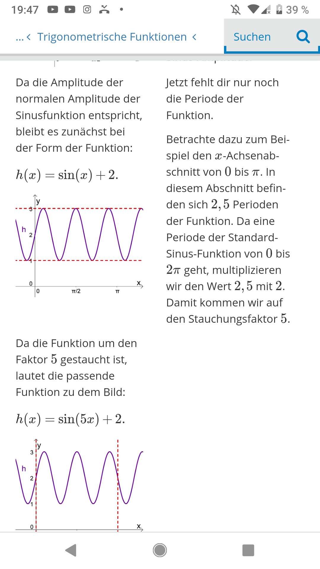 Wie liest man dir Periode von einer Sinusfunktion ab? (Schule, Mathe ...