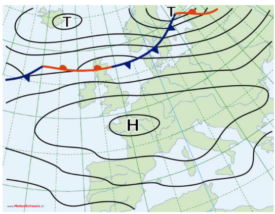 Wie liest man eine Wetterkarte? Wie zeichnet man die Höhenströmungen ...