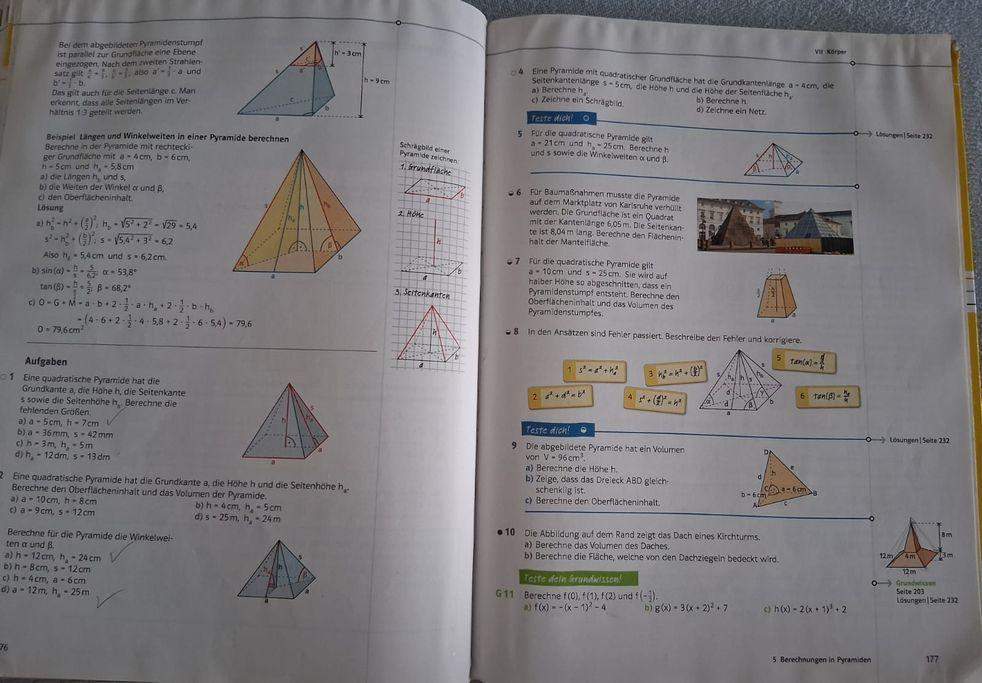 Wie löst man diese Matheaufgabe(n) (Pyramiden/Volumen/Fläche ...