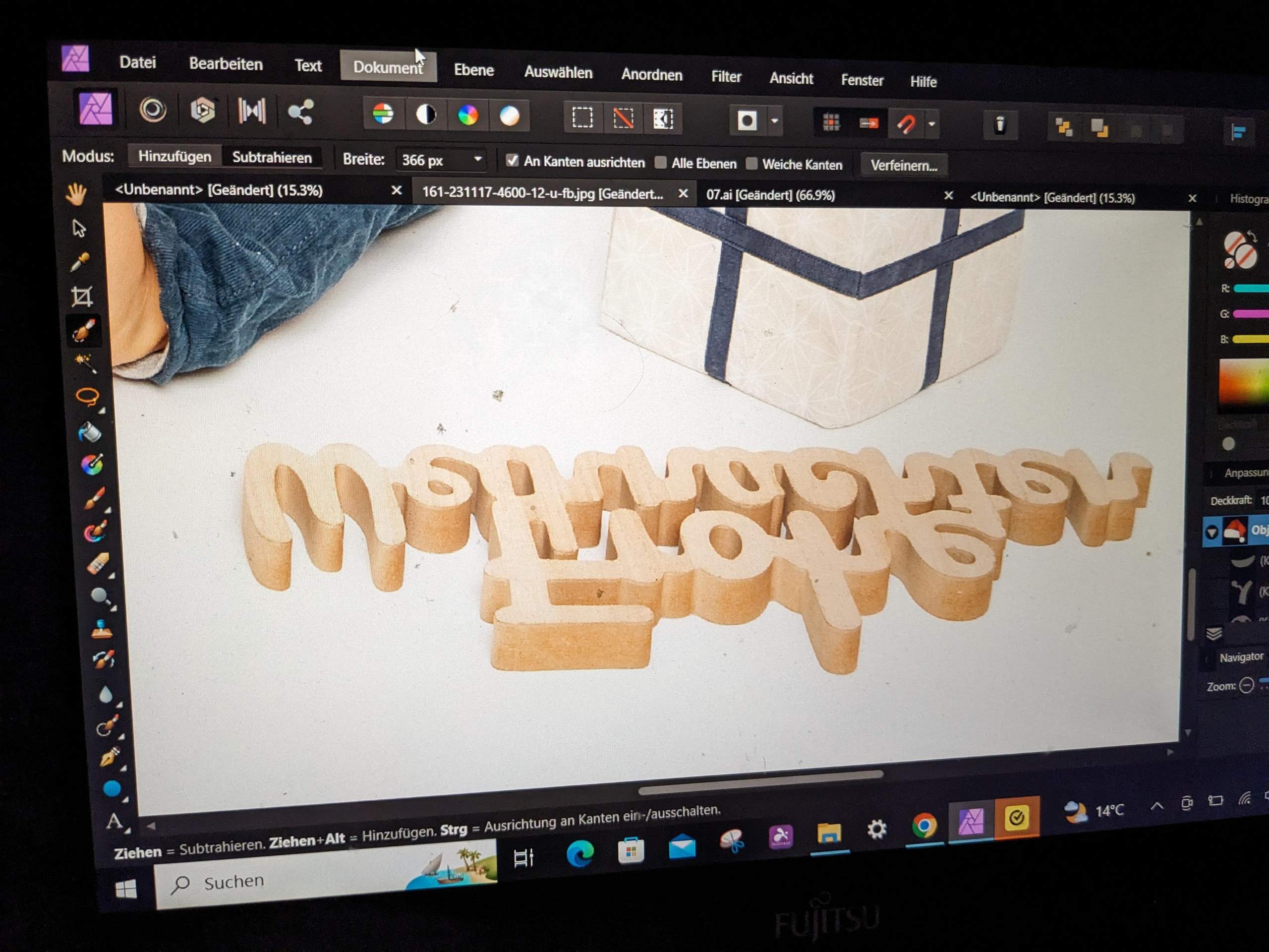 Wie mache ich das in Affinity Photo? (Photoshop, Bildbearbeitung)