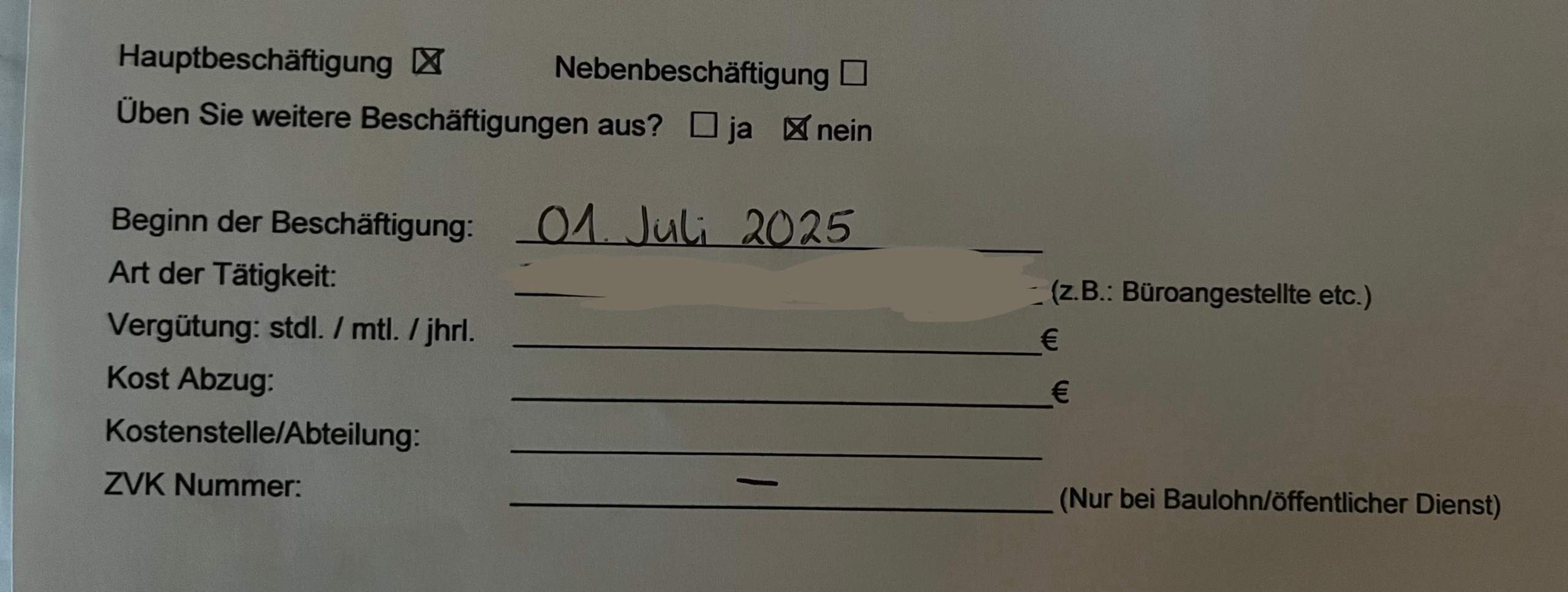 Wie muss ich diese Fragen, im Personalbogen (Ausbildung), beantworten ...