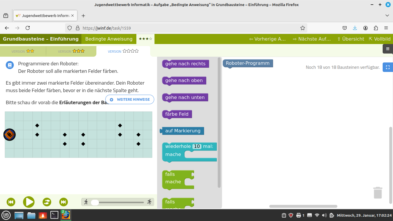 Wie programmiere ich den Roboter? (Code)