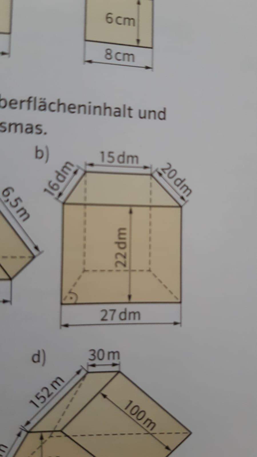 Wie rechnet man von diesem trapezprisma den Oberflächeninhalt und Volum ...