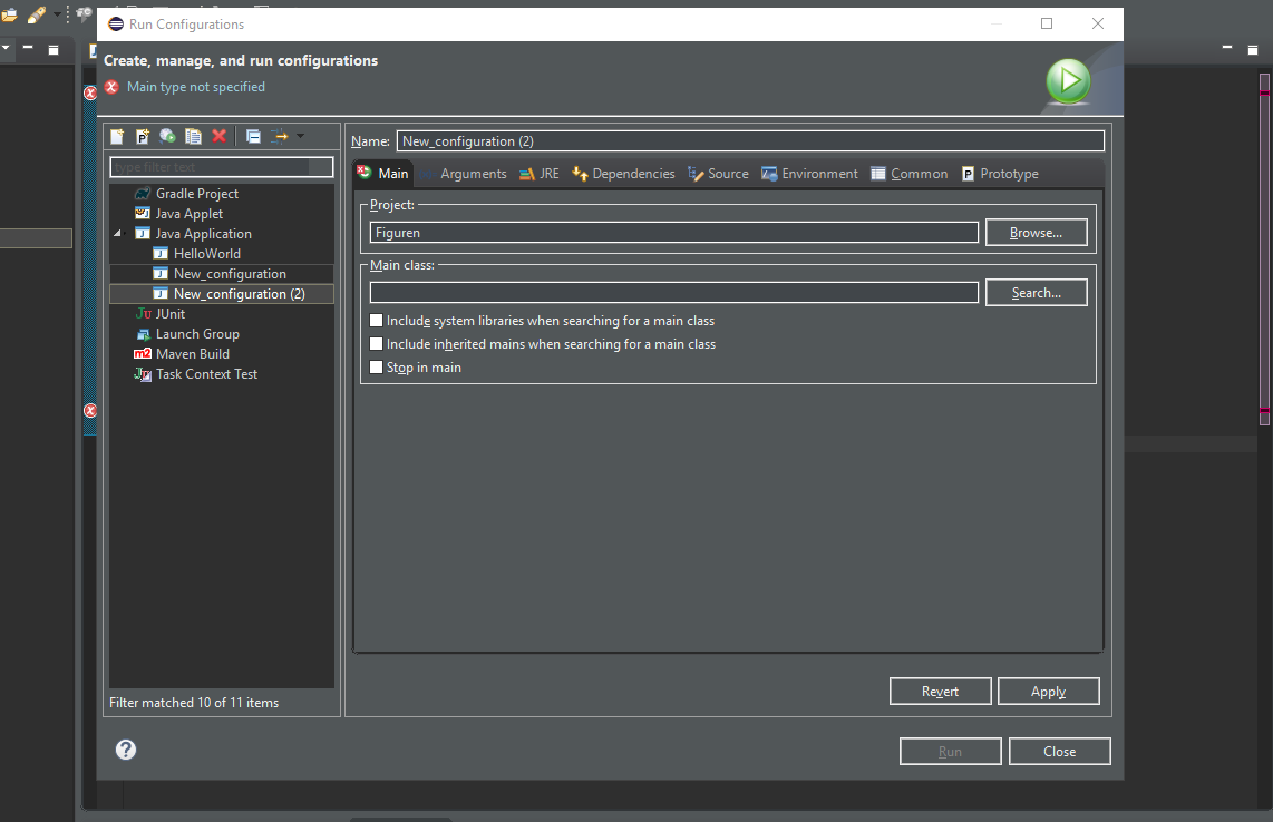 Wie richte ich "Main Class" in "Run Configurations" in Eclipse ein? (Computer, programmieren, Java)