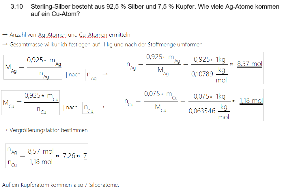 Wie viel Atome Ag kommen auf ein Cu Atom (Aufgabe)? (Chemie, Anteil)