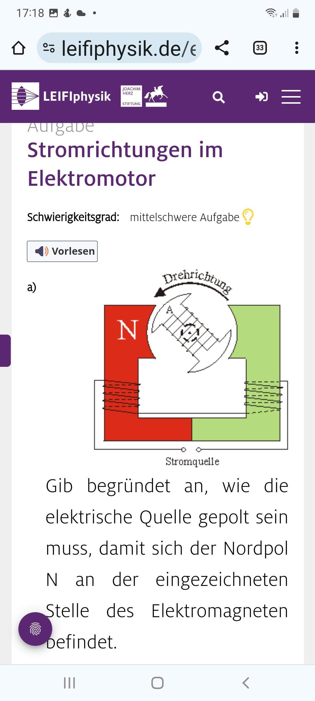 Wie wende ich hier die rechte Faustregel an? (Strom, Elektromotor ...