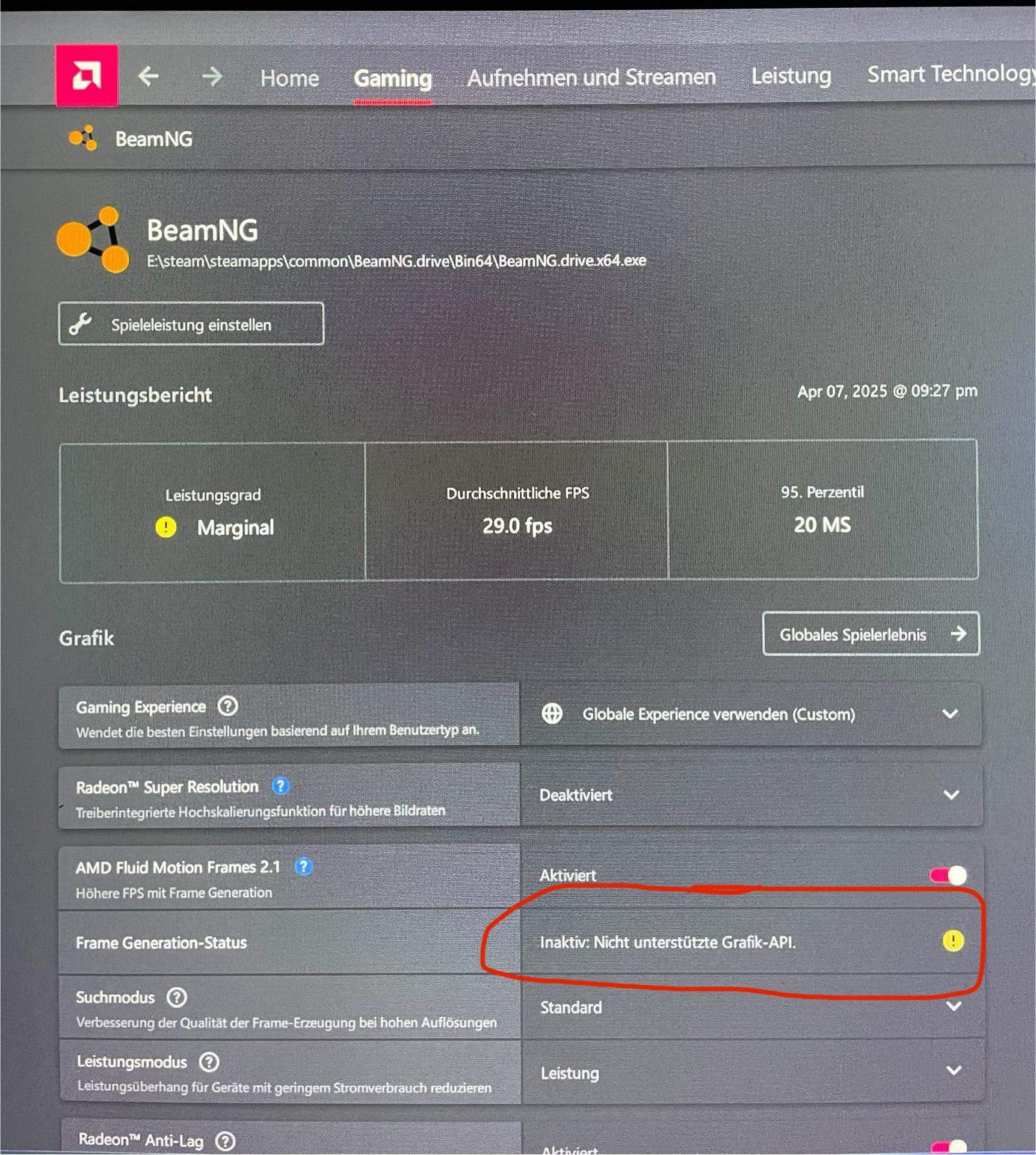 Wieso geht bei mein AMD Treiber AFMF nicht? (Windows 11)