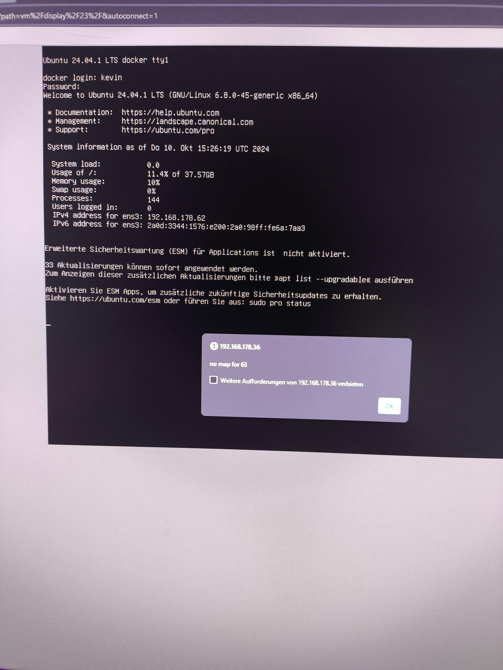 Wieso kann ich in der VM kein Unterstich oder binde Strich machen ...