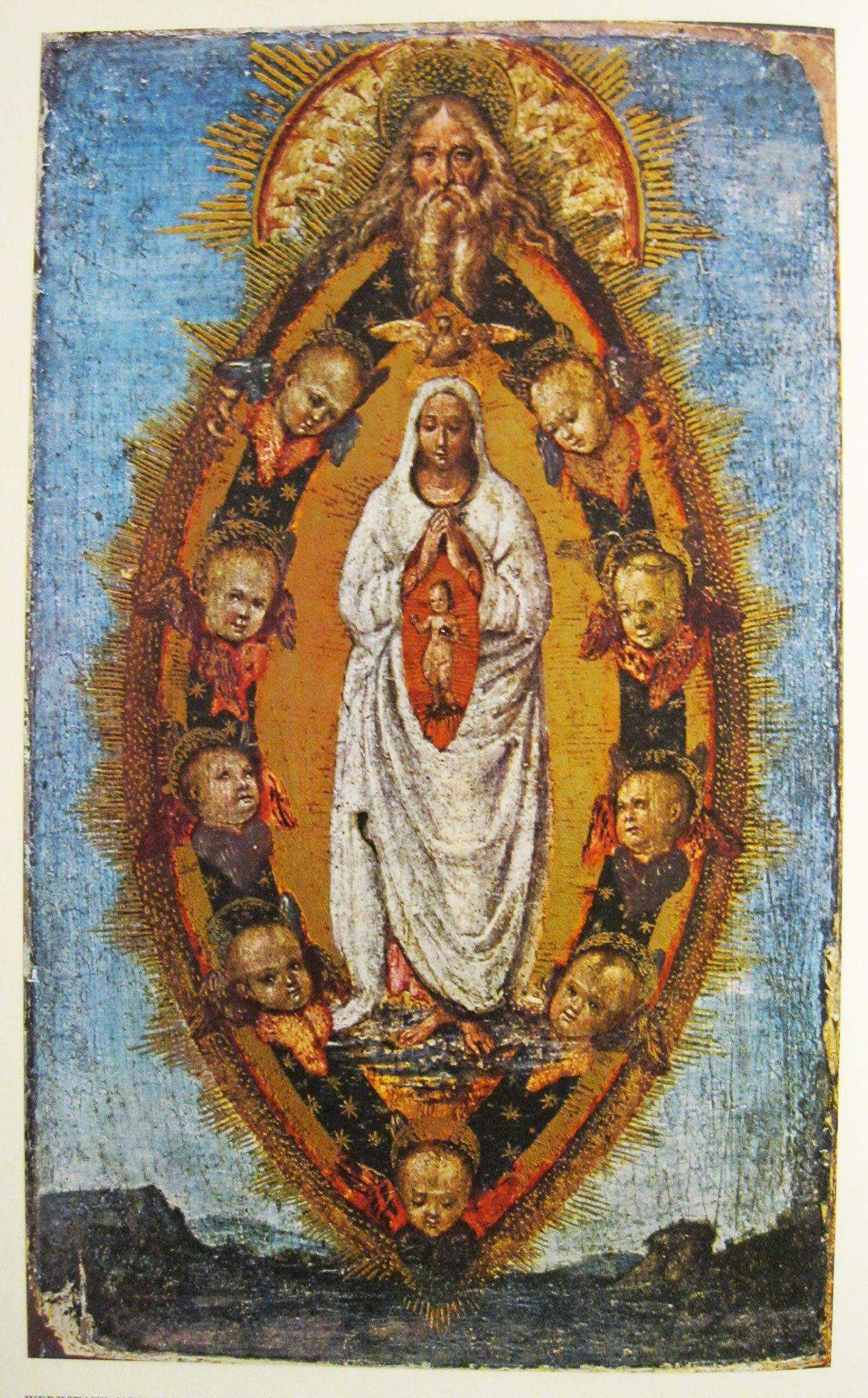 Wieso wird die Maria oft mit Heiligenschein/Gloriole in Form einer ...