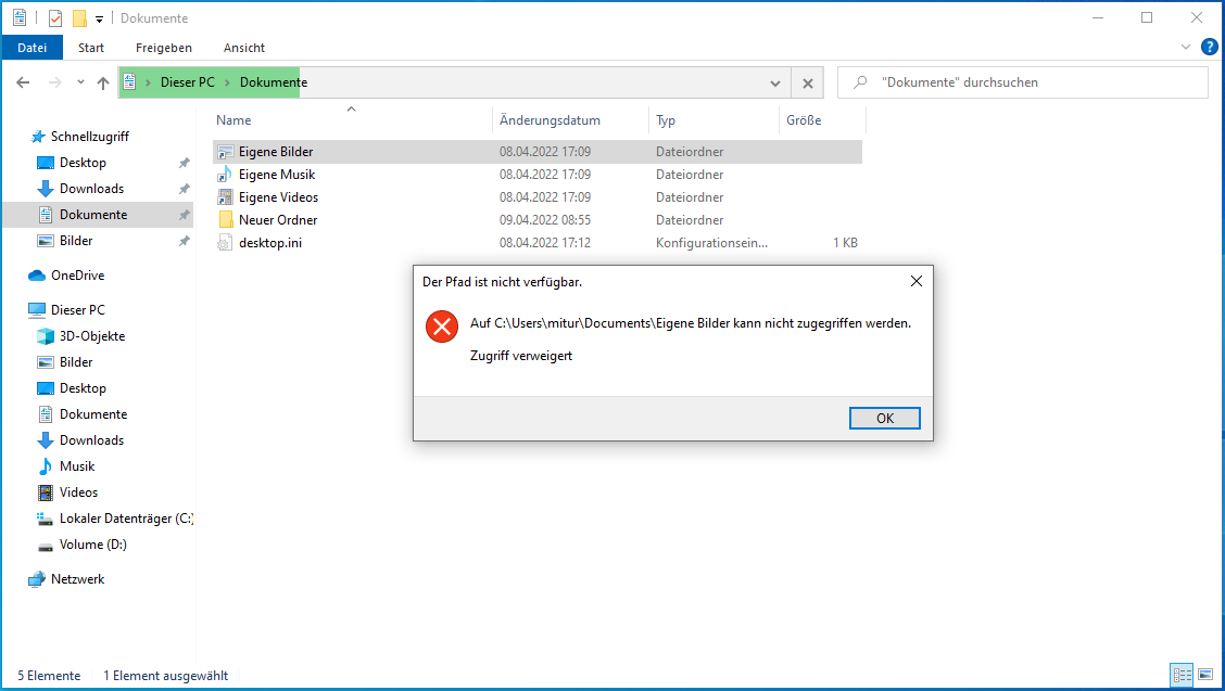 Windows 10 "Documents" Ordner im Datei Explorer spinnt? (Computer, PC ...