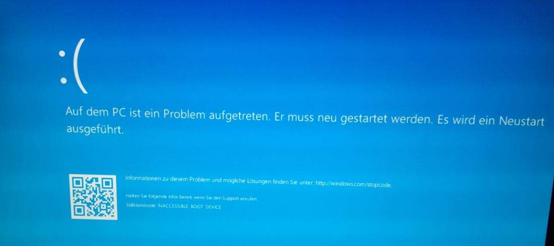 Windows 10 INACCESSIBLE-BOOT-DEVICE? (Computer, formatieren ...