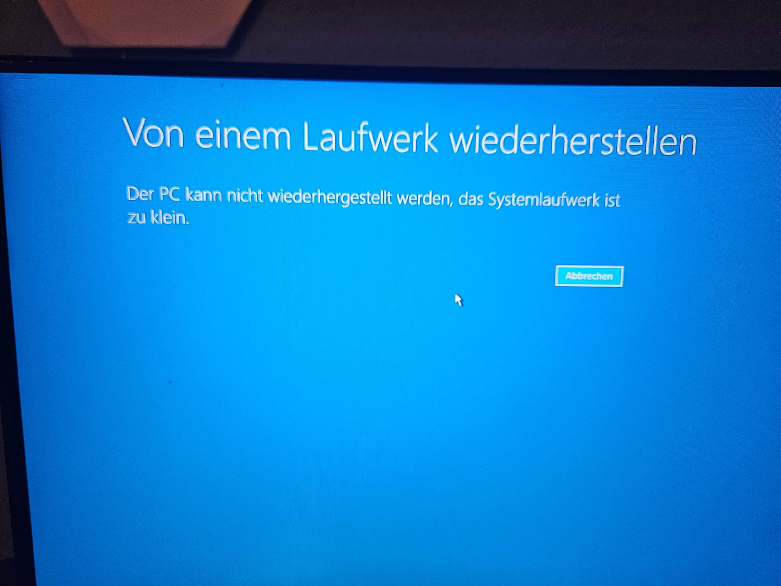 Windows mit Wiederherstellungslaufwerk neu aufsetzen geht nicht ...