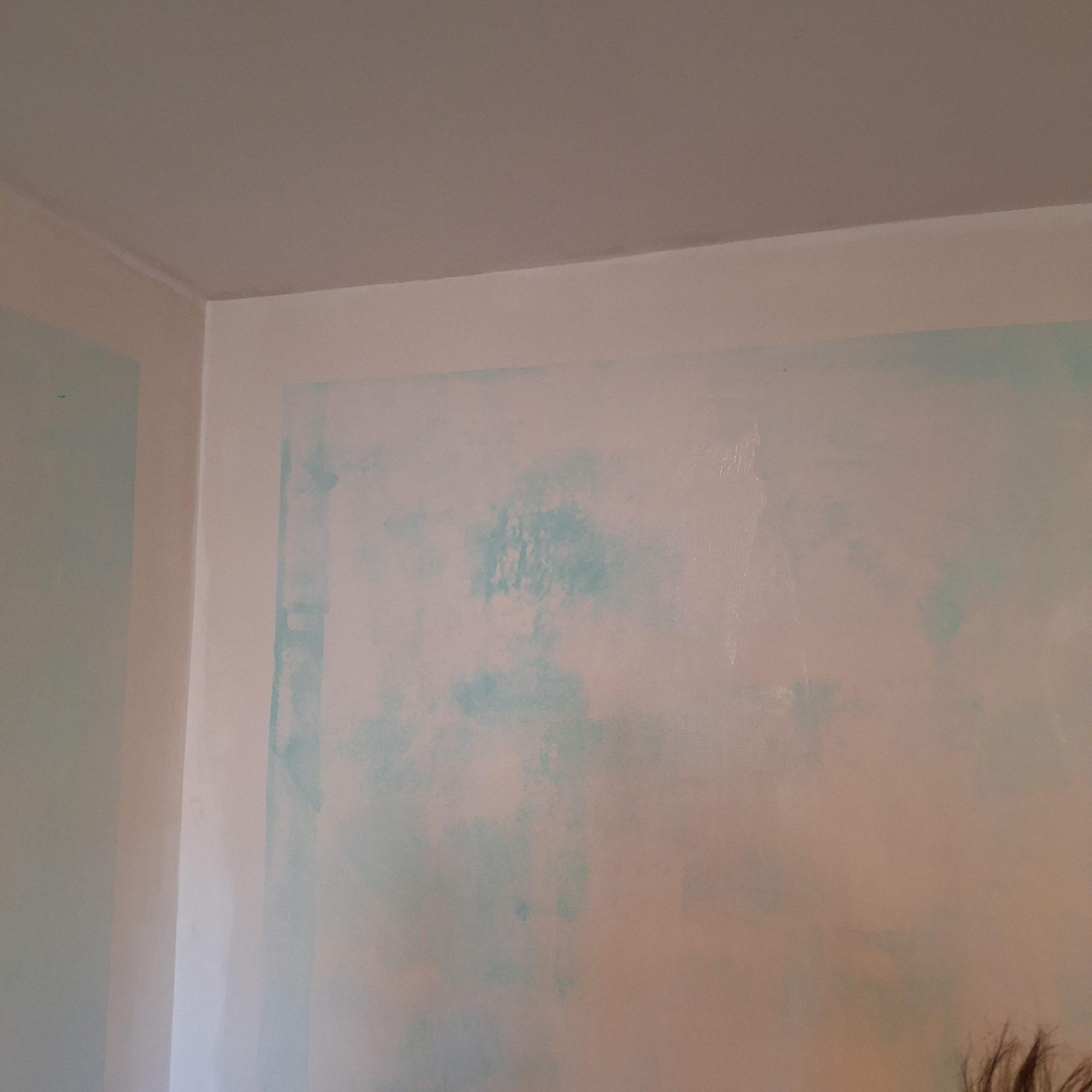Wir wollen diese Farbe mit weiß überstreichen, aber bei manchen Stellen ...
