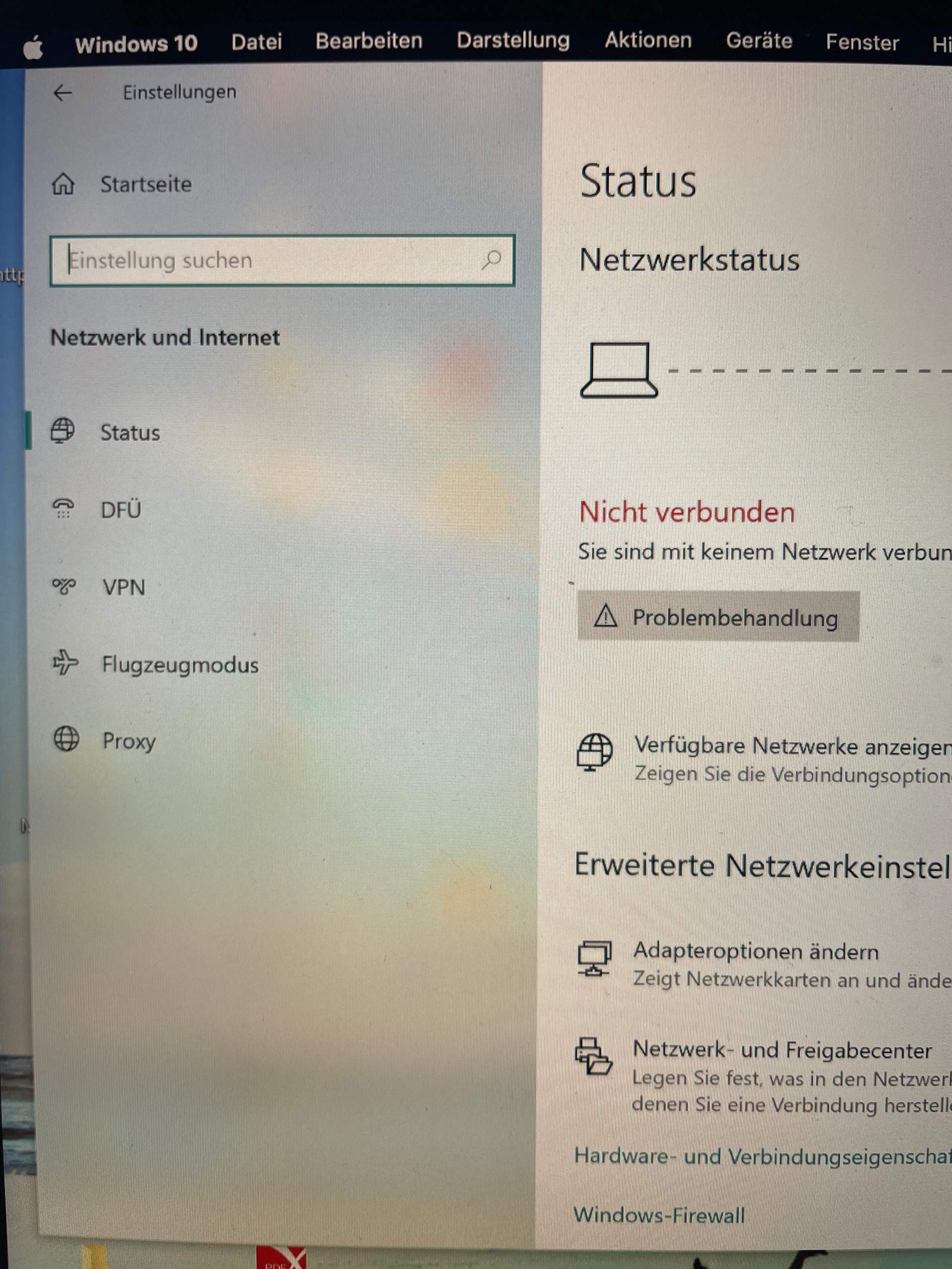 WLAN Option weg - Windows 10 parallels desktop? (Computer, Internet, Apple)