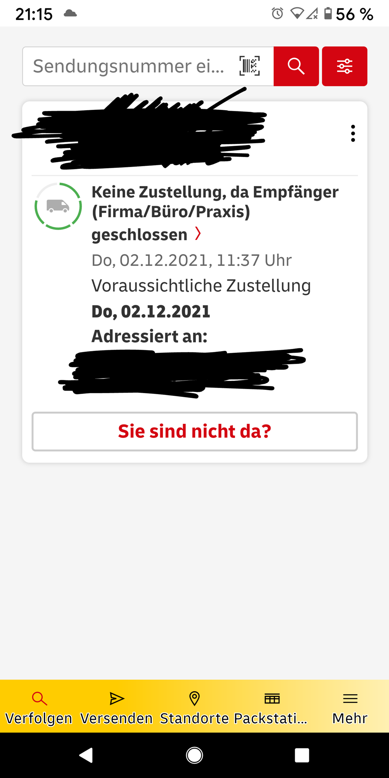 Wo ist Paket DHL? (Paketzustellung)