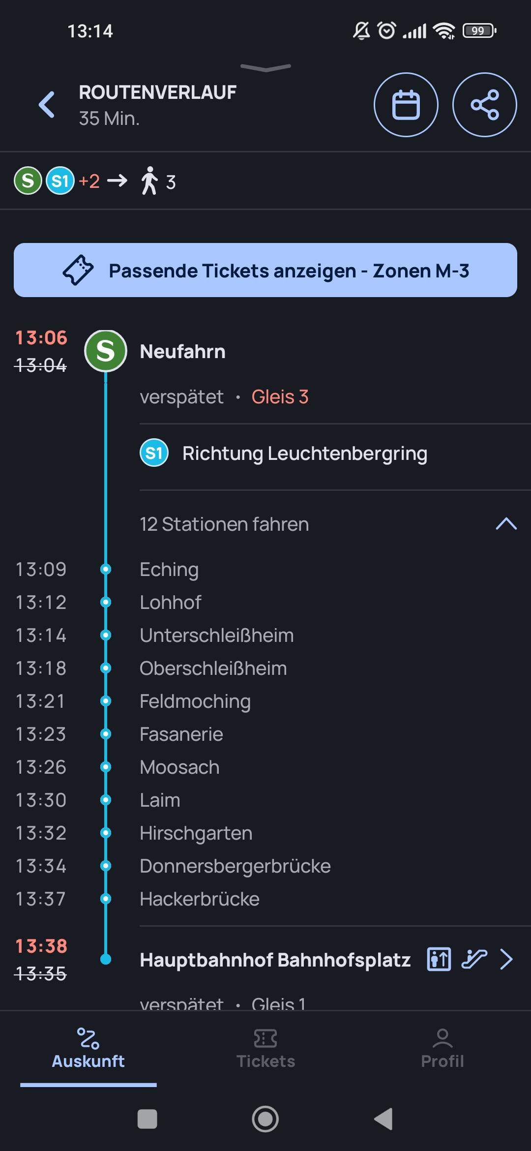 Wo muss ich aussteigen, um meine gute Bekannte in dem entgegenkommenden ...