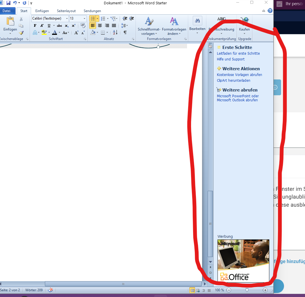 Word Starter 2010 Leiste nervige ausblenden? (Windows 11, Word 2010)