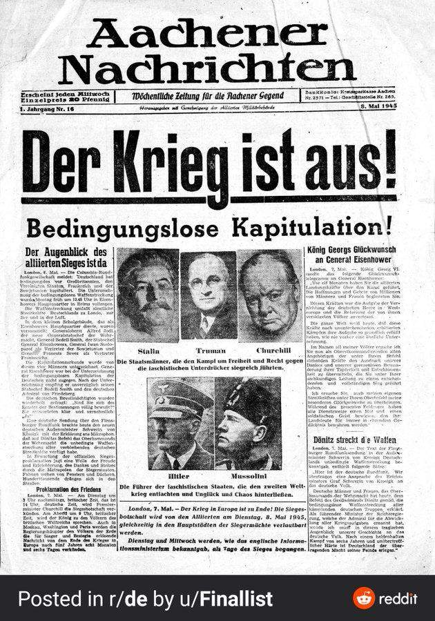 Wusste die Presse schon direkt nach dem 8.Mai 1945, dass Hitler ein ...