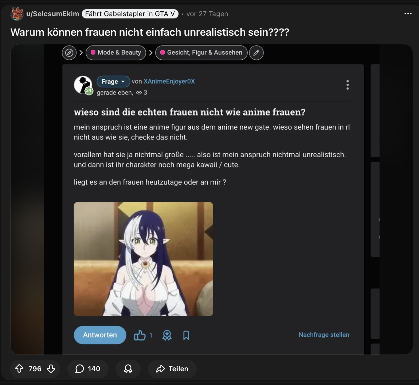 Wusstet ihr, dass sich Tausende User auf Reddit über GF-Fragen Lustig ...