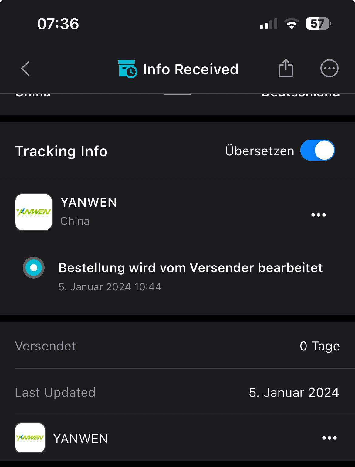 Yanwen express Lieferung kommt nicht an? (Bestellung, China)