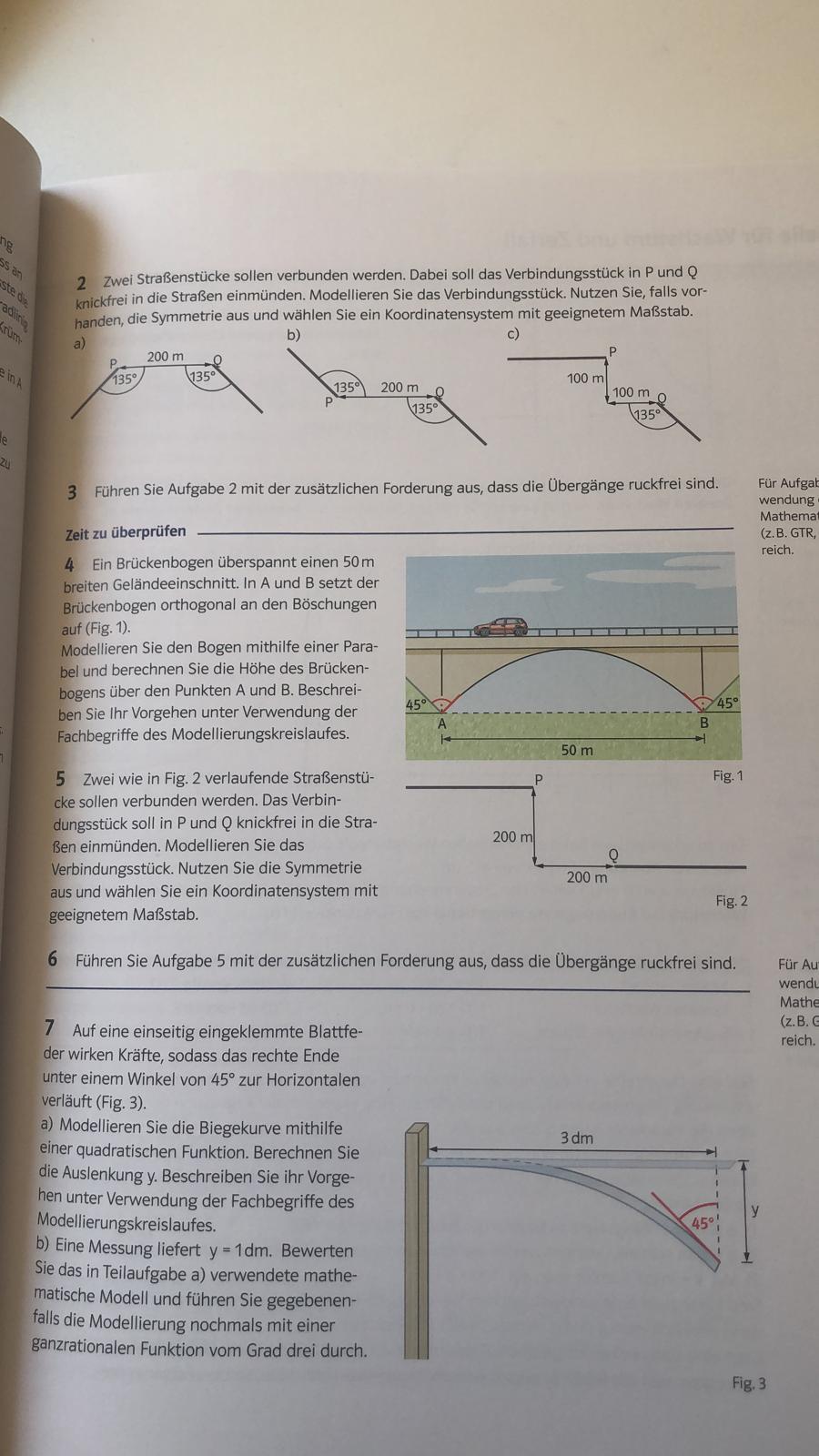 Zwei Straßenstücke knickfrei miteinander verbinden? Mathe? (Ableitung ...